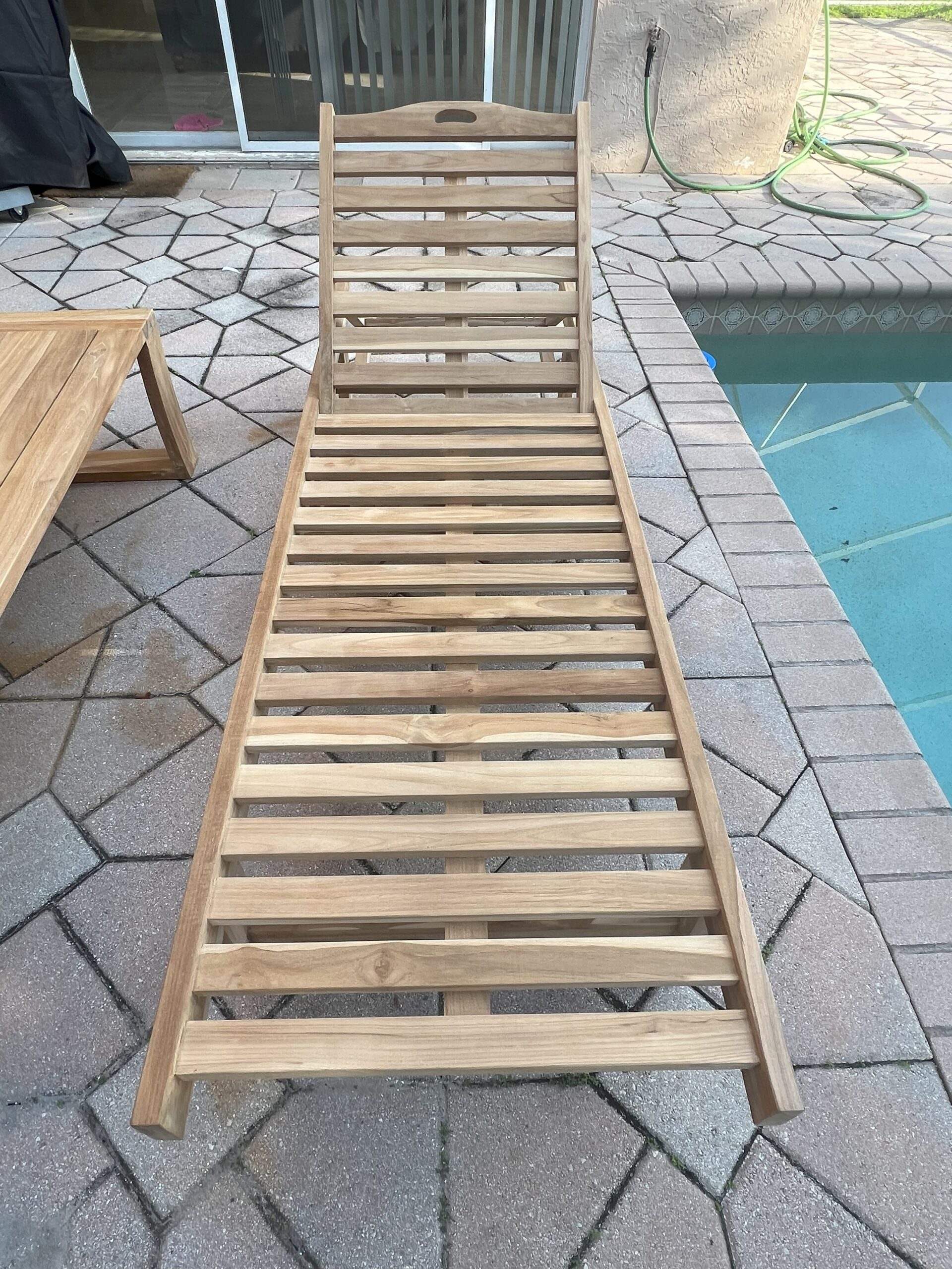 Z Teak Chaise Lounge with Tray and Sunbrella Cushions - Z Teak Collection